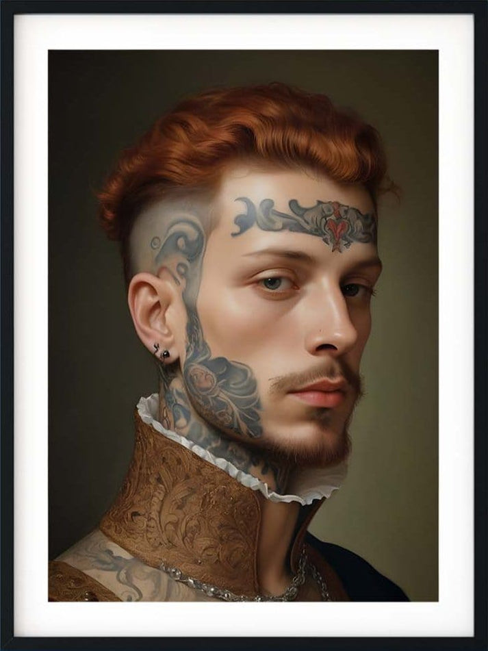 Antique Oil Painting Renaissance Man tattoo prints quirky wall art ...