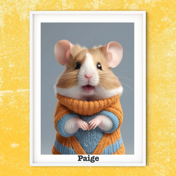 Hamster print, personalised name animal nursery prints