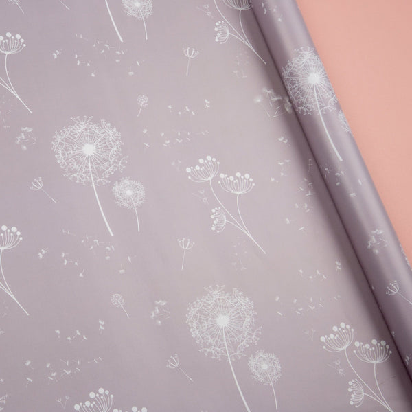 Dandelion Seeds Grey Wrapping Paper, botanical wrapping paper sheets