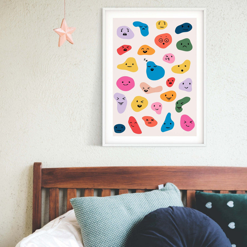 Emoji mood poster Illustration Print, Emotions Poster – LelloLiving