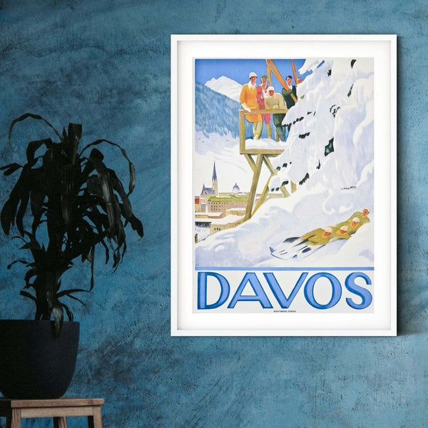 Davos Swiss Advertising Print, art deco poster