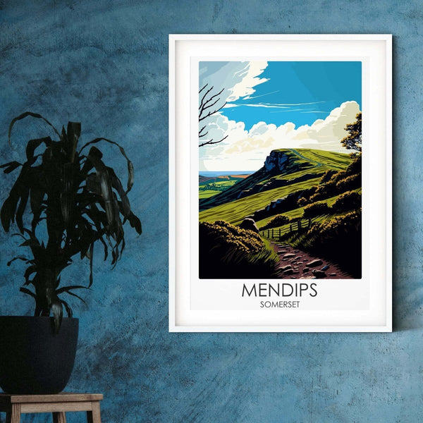 Mendip Walks travel posters UK landscape print