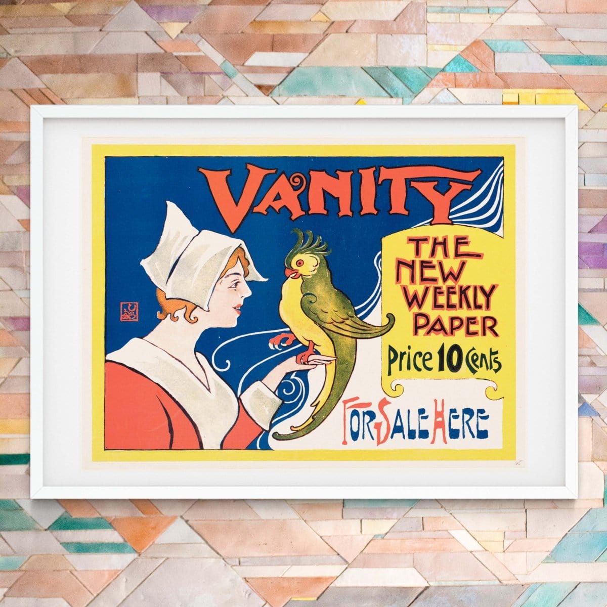 Antique Advertising Print Vanity Newspaper, art deco poster